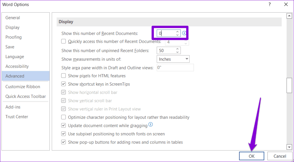 Τρόπος εκκαθάρισης ή απενεργοποίησης της λίστας εγγράφων που ...