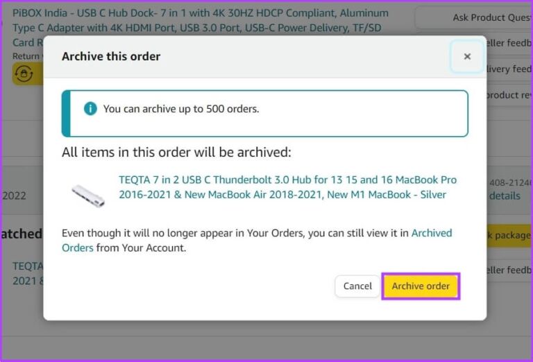 Cómo archivar pedidos de Amazon en dispositivos móviles y de escritorio ...