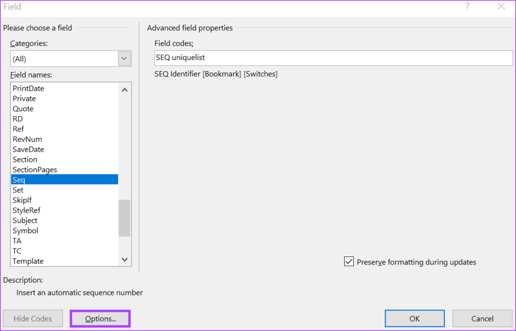 كيفية استخدام رمز حقل SEQ لترقيم مستند Word | أحلى هاوم