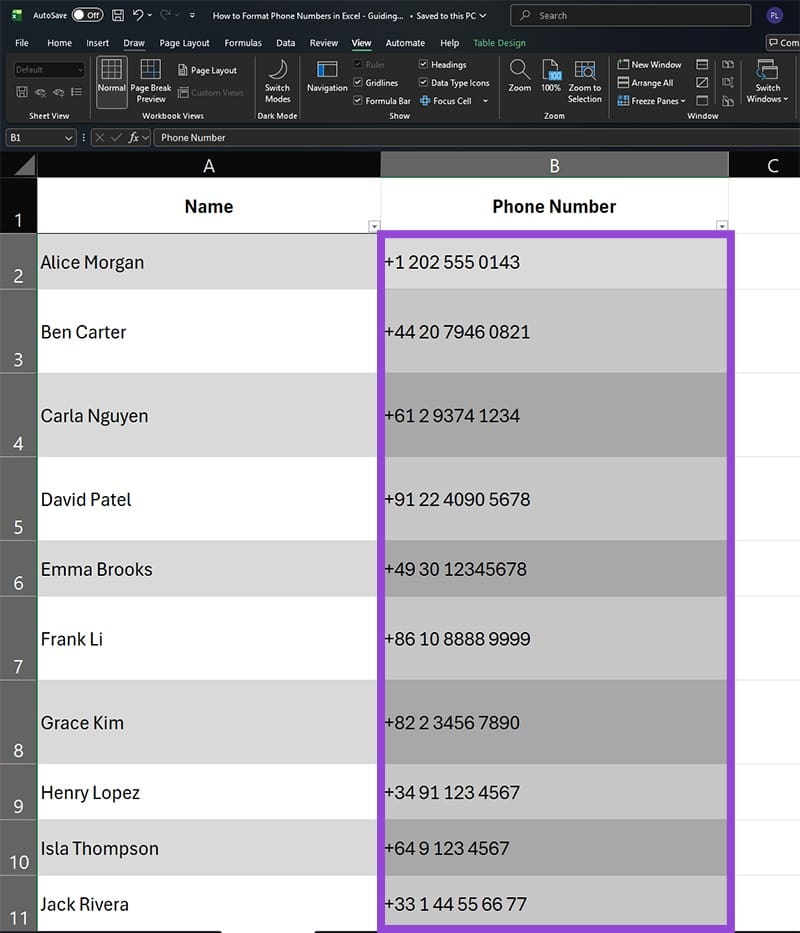 Telefonnummern in Excel einfach formatieren | Sweet Home